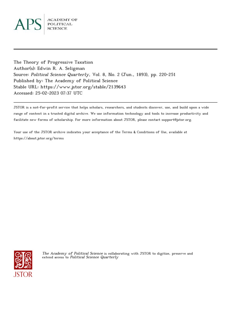 The Theory of Progressive Taxation | PDF | Taxes | Progressive Tax