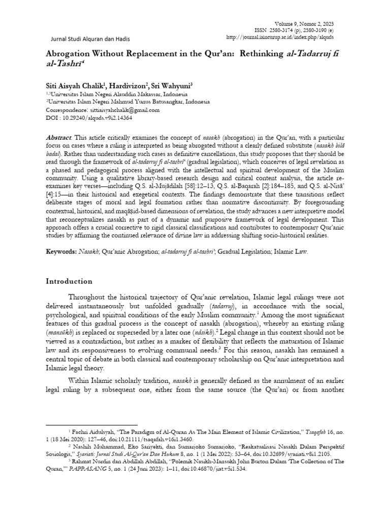 01 - BIng - Abrogation Without Replacement in The Qur'an Rethinking Al ...