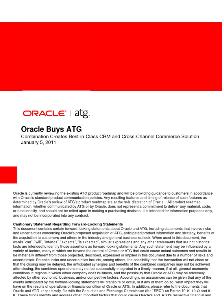 Oracle Buys ATG: Combination Creates Best-in-Class CRM and Cross ...