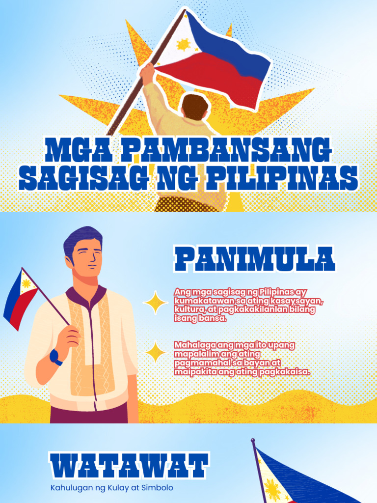 Mga Pambansang Sagisag NG Pilipinas S in Blue and Yellow Textured Style ...