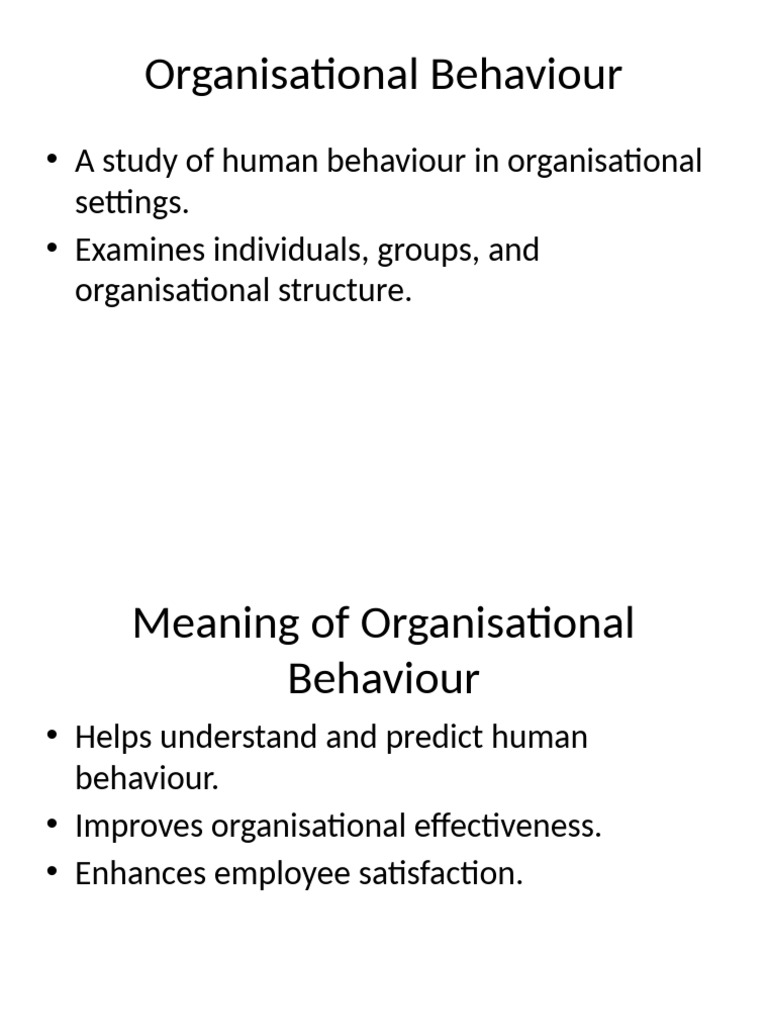 Organisational Behaviour Presentation | PDF