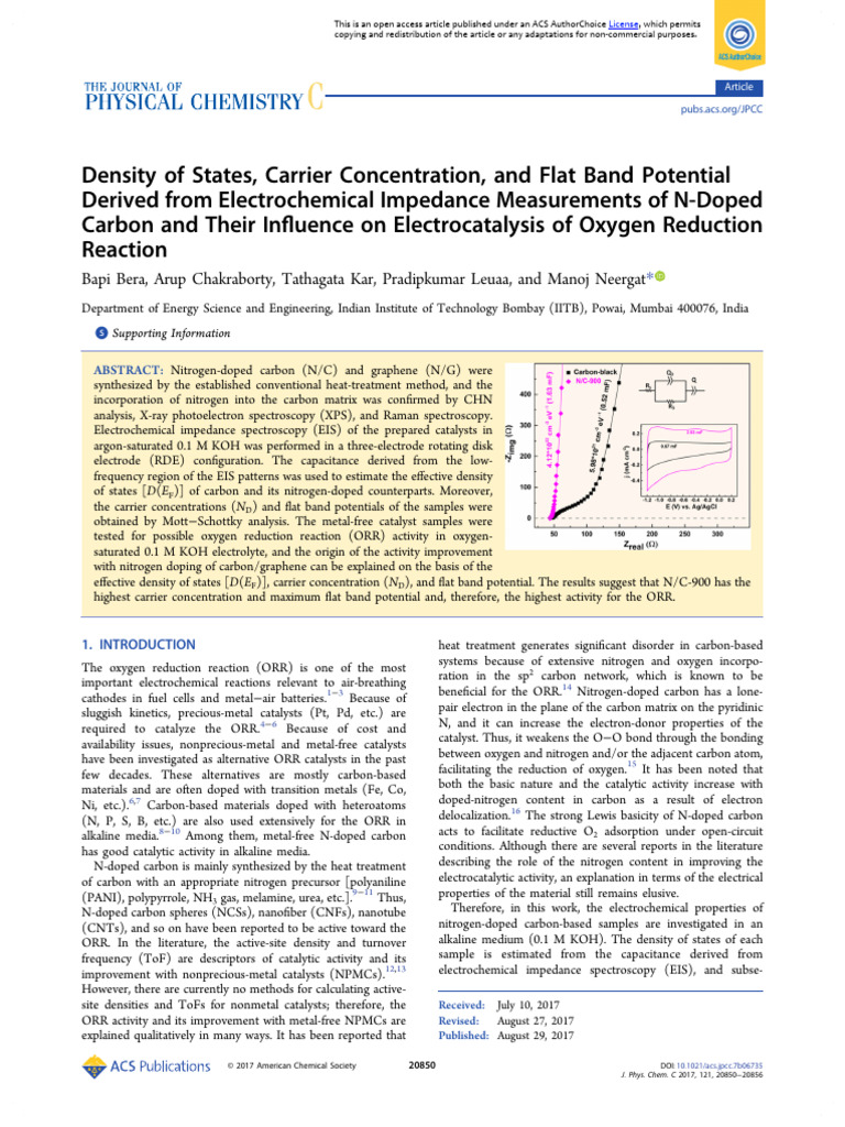 Bera Et Al 2017 Density of States Carrier Concentration and Flat Band ...