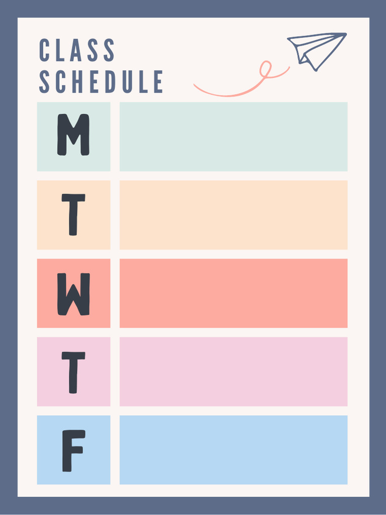 Pastel Colorful Class Schedule Poster PDF | PDF