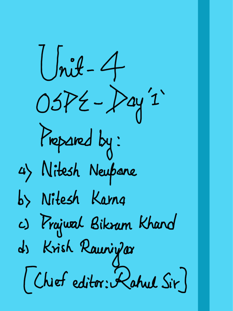 Unit 4 Ospe Day 1 Complete | PDF | Kidney | Organ (Anatomy)