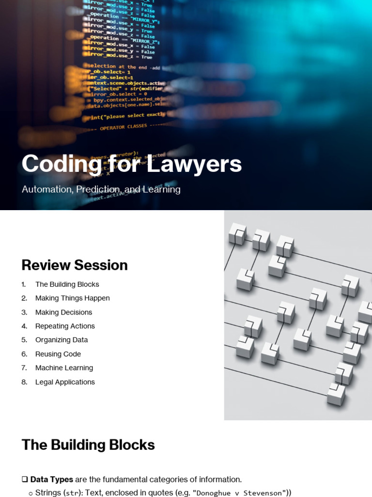 Coding Essentials for Lawyers | PDF | Boolean Data Type | Machine Learning