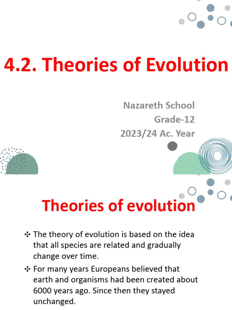 Overview of Evolution Theories | PDF | Natural Selection | Evolution