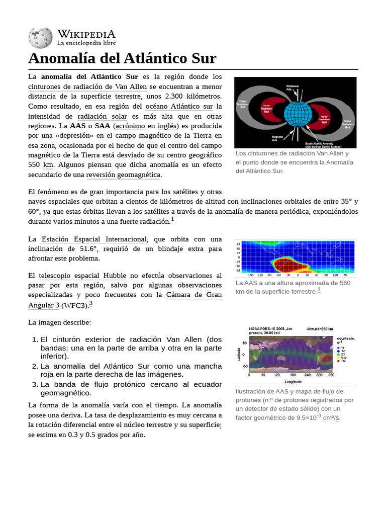 Anomalía del Atlántico Sur: Radiación y Efectos | PDF | Cuerpos del ...