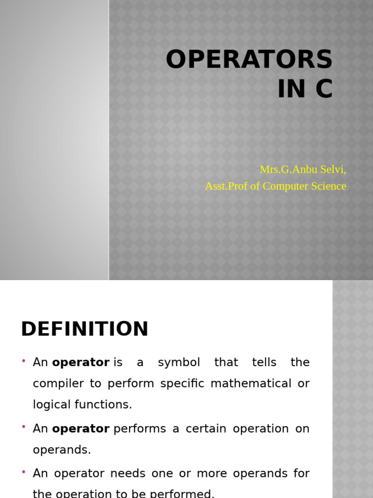 Operators in C | PDF | Arithmetic | Subtraction