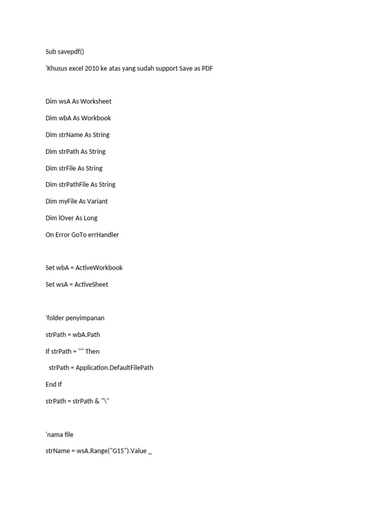 Excel VBA Save as PDF Script | PDF