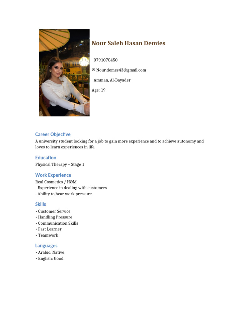 Nour Saleh CV | PDF