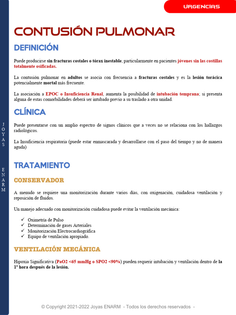 Contusión Pulmonar y Contusión Cardiaca | PDF | Respiración ...