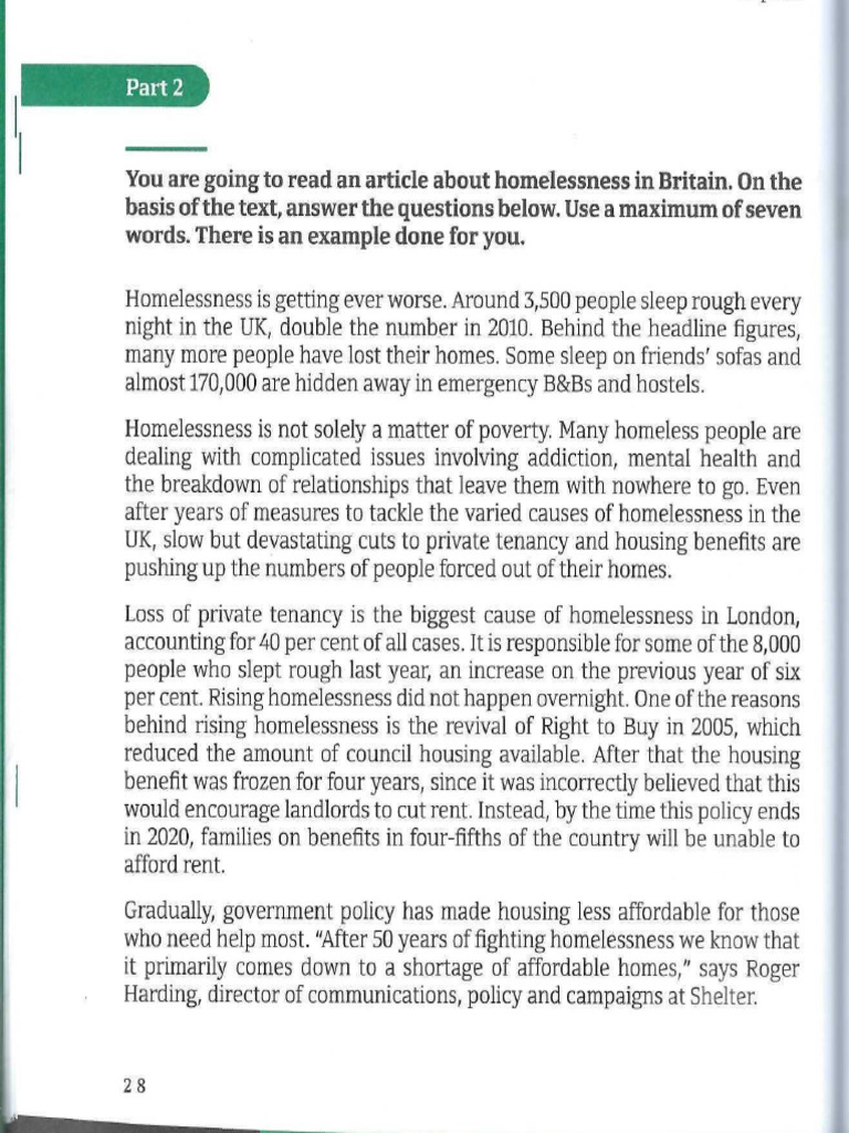 Reading - Homelessness | PDF