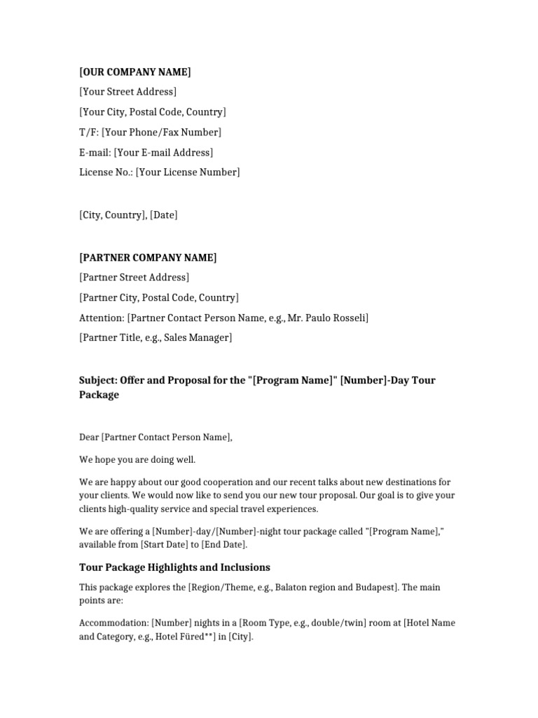 Simplified Tour Offer Letter Template | PDF