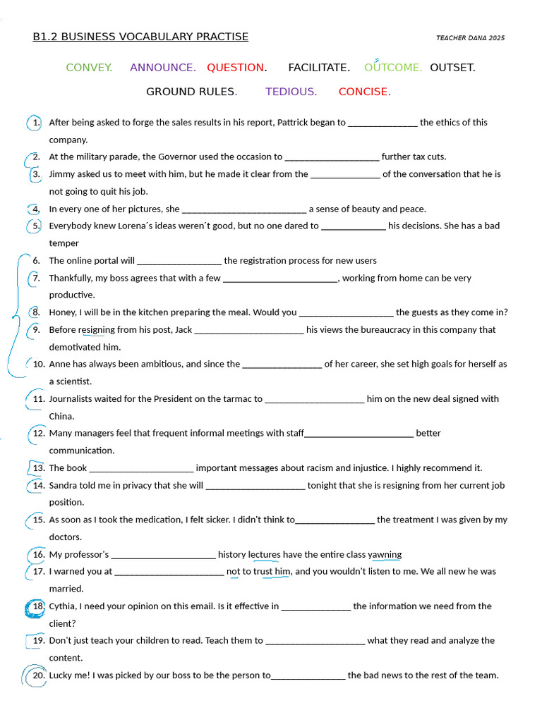 b1.2 Business Vocabulary Practise Nov 2025 | PDF