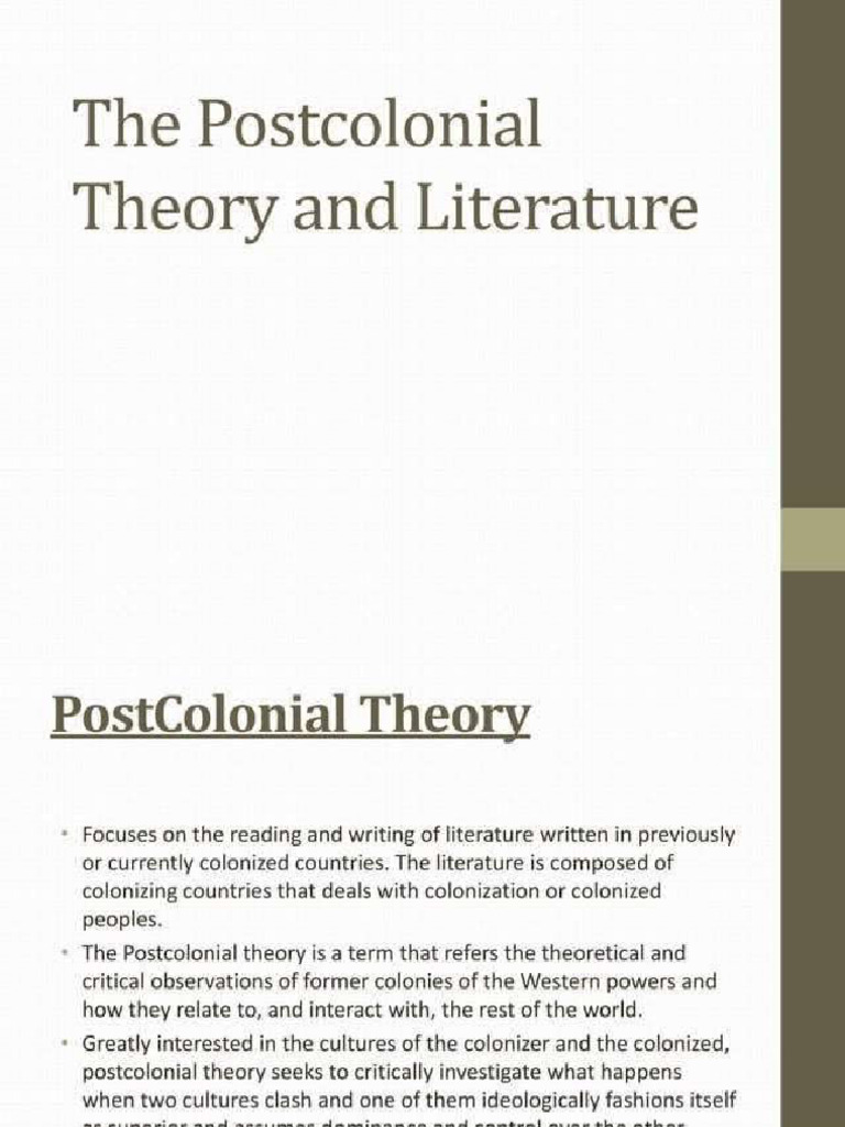3 Pillars of Post Colonial Theory | PDF