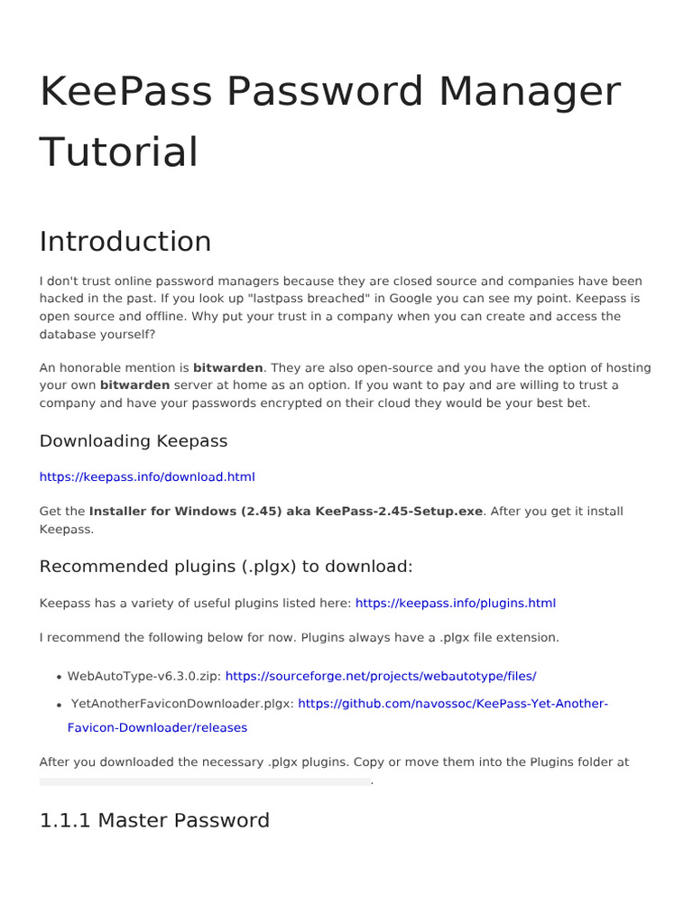 KeePass Password Manager Guide | PDF | Computing | Software