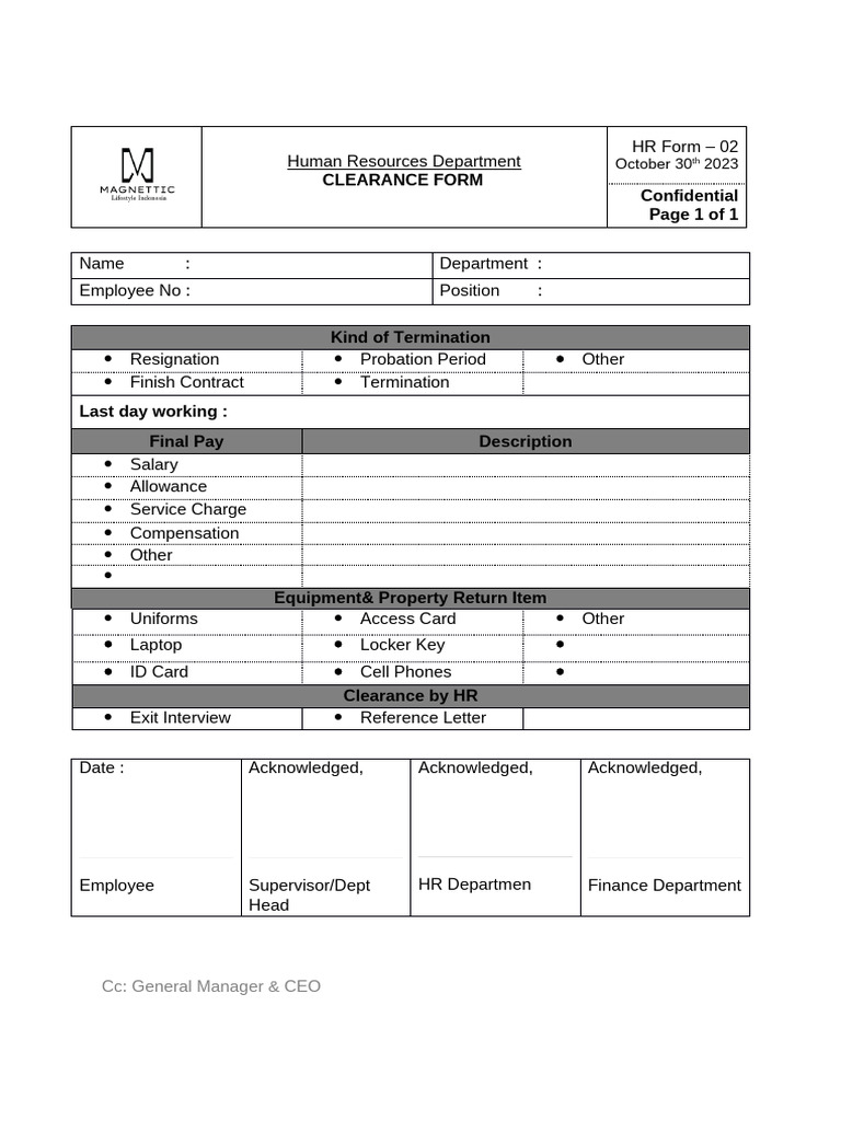02 - HR - Clearance Form | PDF