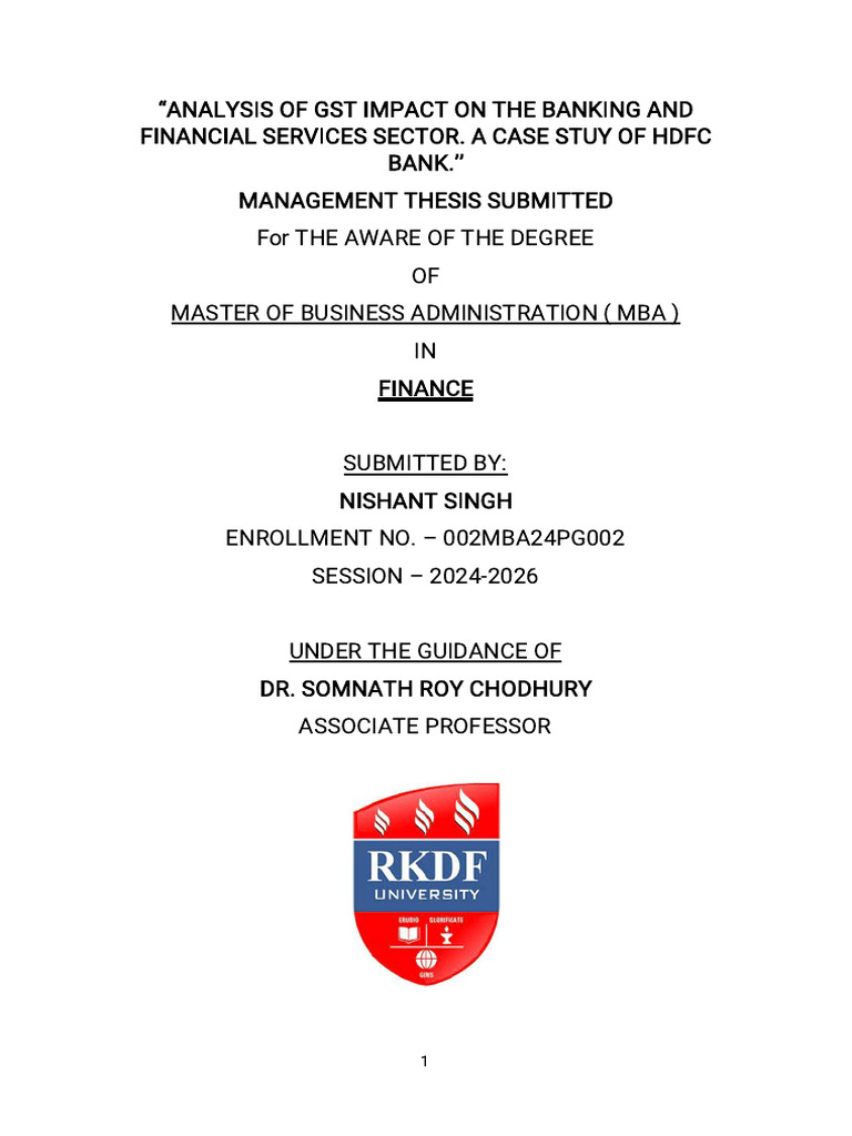 GST and Case Study of HDFC Bank Final 6-1 | PDF | Taxes | Value Added Tax
