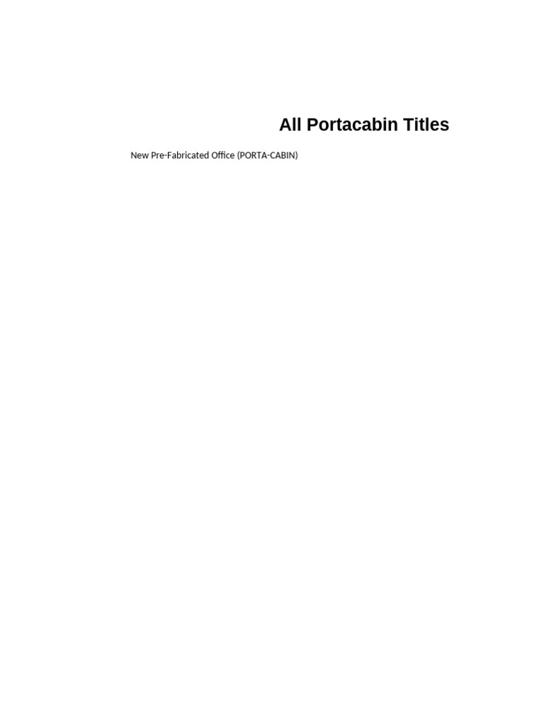 List Portacabins Title | PDF