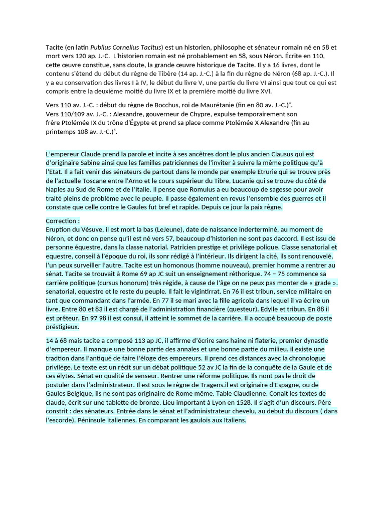 Tacite : Historien Romain et Ses Œuvres | PDF | Tacite | Rome antique
