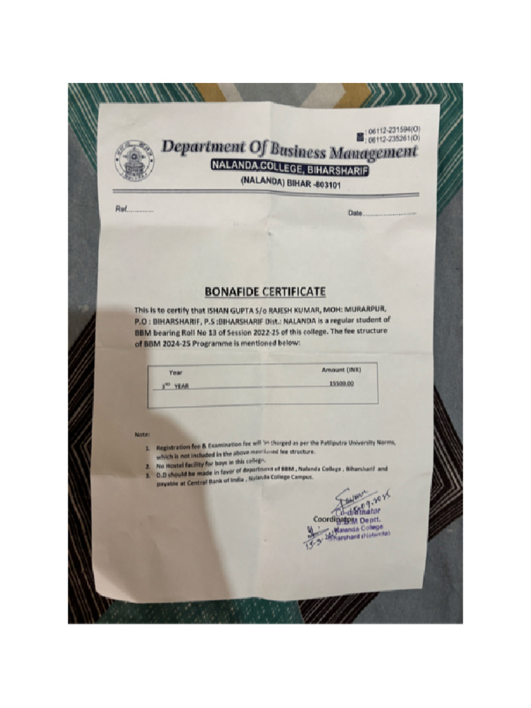 Bonafide Certificate | PDF