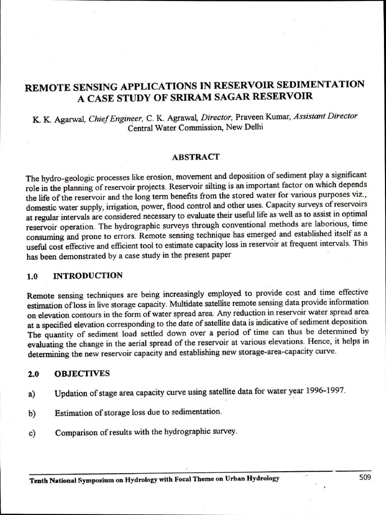 47.-Remote Sensing Applications in Reservoir Sedimentation - A Case Study of Sriram Sagar ...