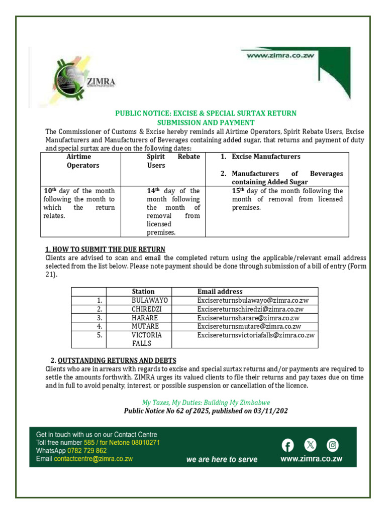 Excise Tax Return Submission Reminder | PDF