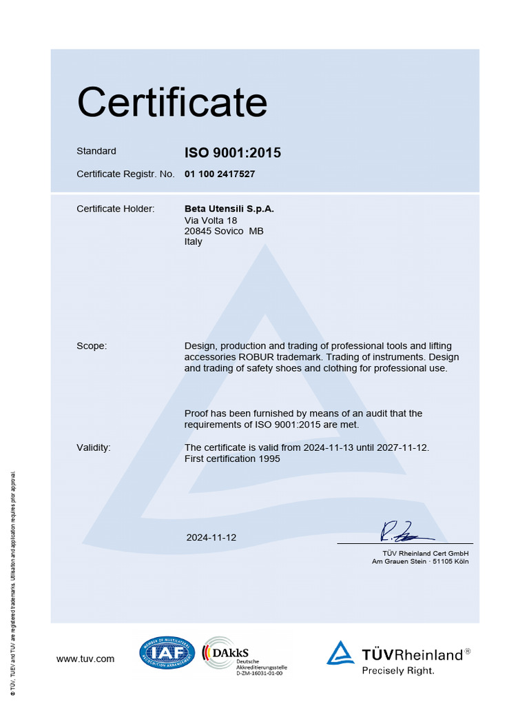 Certifica To I So 9001 Eng | PDF