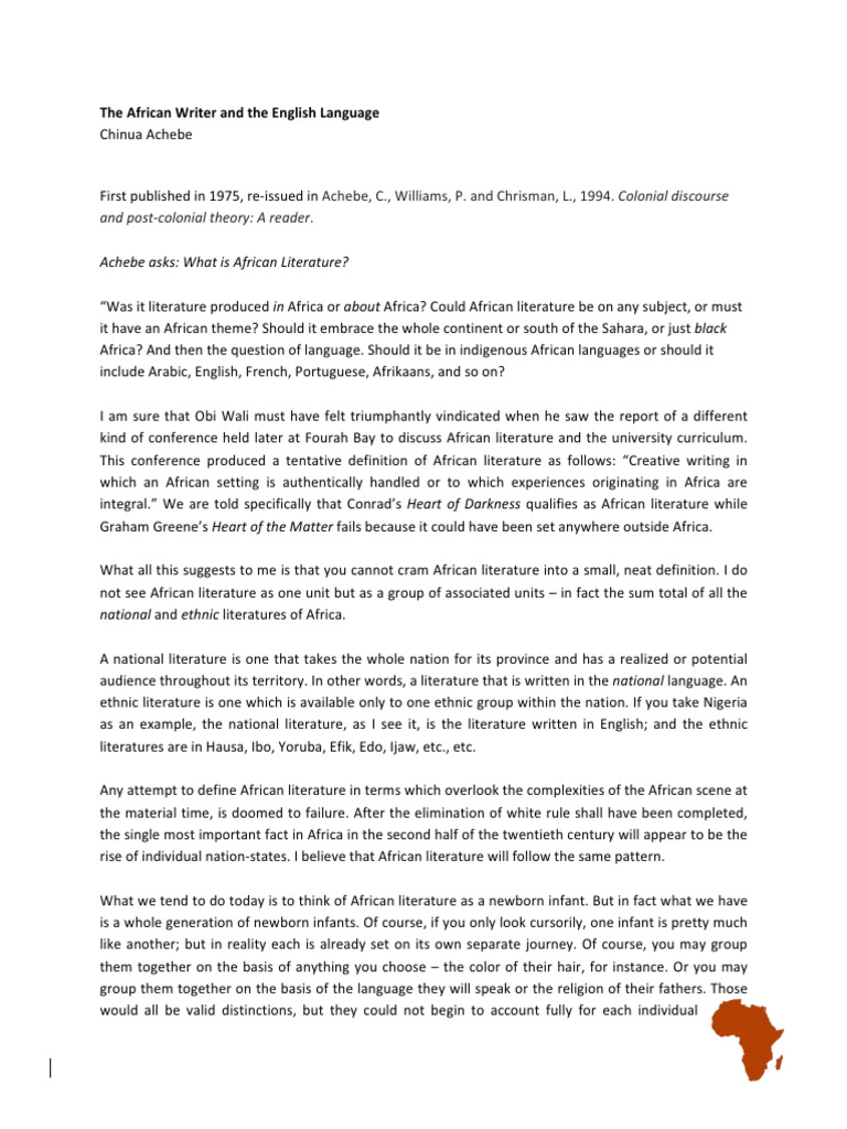 African Literature and English Language | PDF | Infants | Swahili Language