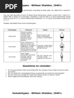 Sheldon's Somatotype Theory Explained | PDF | Psychology | Behavioural ...