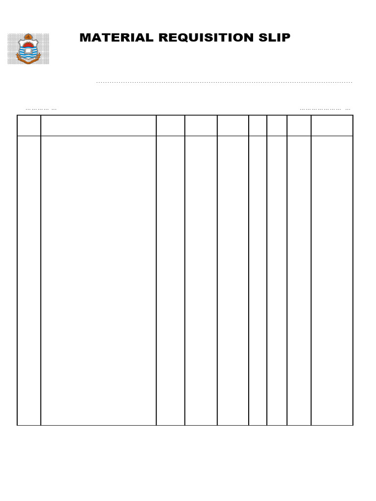 Material Requision Slip (Form NO.g-140) | PDF