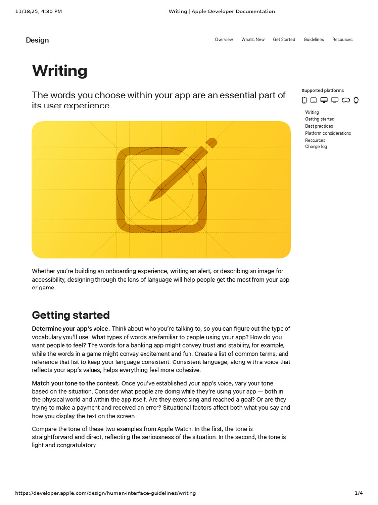 Writing - Apple Developer Documentation | PDF | Mobile App | Plain Language