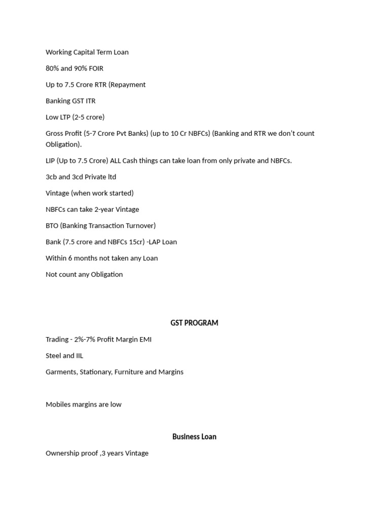 Working Capital Term Loan Guide | PDF