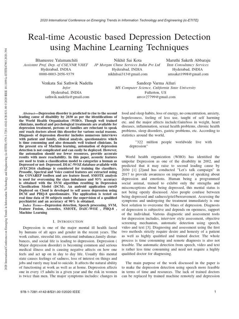 2020 - Real-Time Acoustic Based Depression Detection Using Machine ...