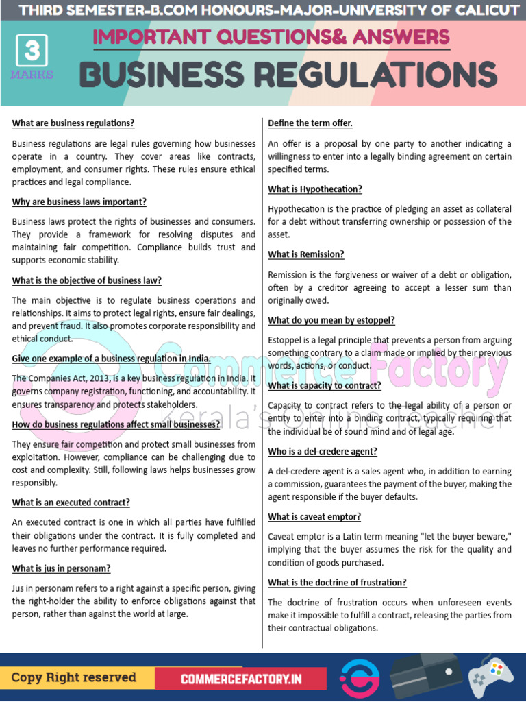 Business Regulations - 3 Marks | PDF | Guarantee | Cybercrime