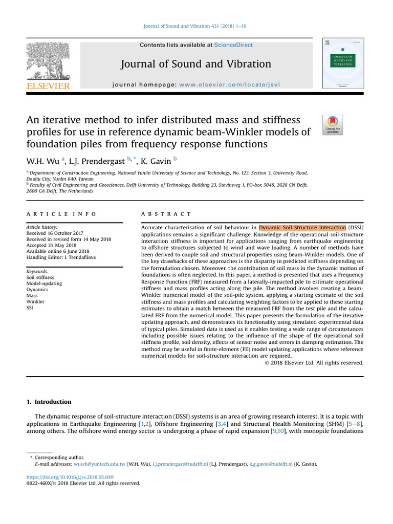 Journal of Sound and Vibration: W.H. Wu, L.J. Prendergast, K. Gavin ...