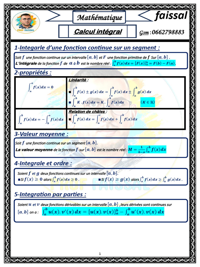 Intégration et propriétés des intégrales | PDF | Intégral | Fonction ...