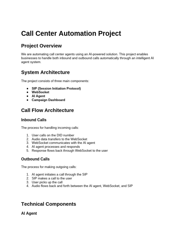 Call Center Automation Project | PDF | Call Centre | Session Initiation ...