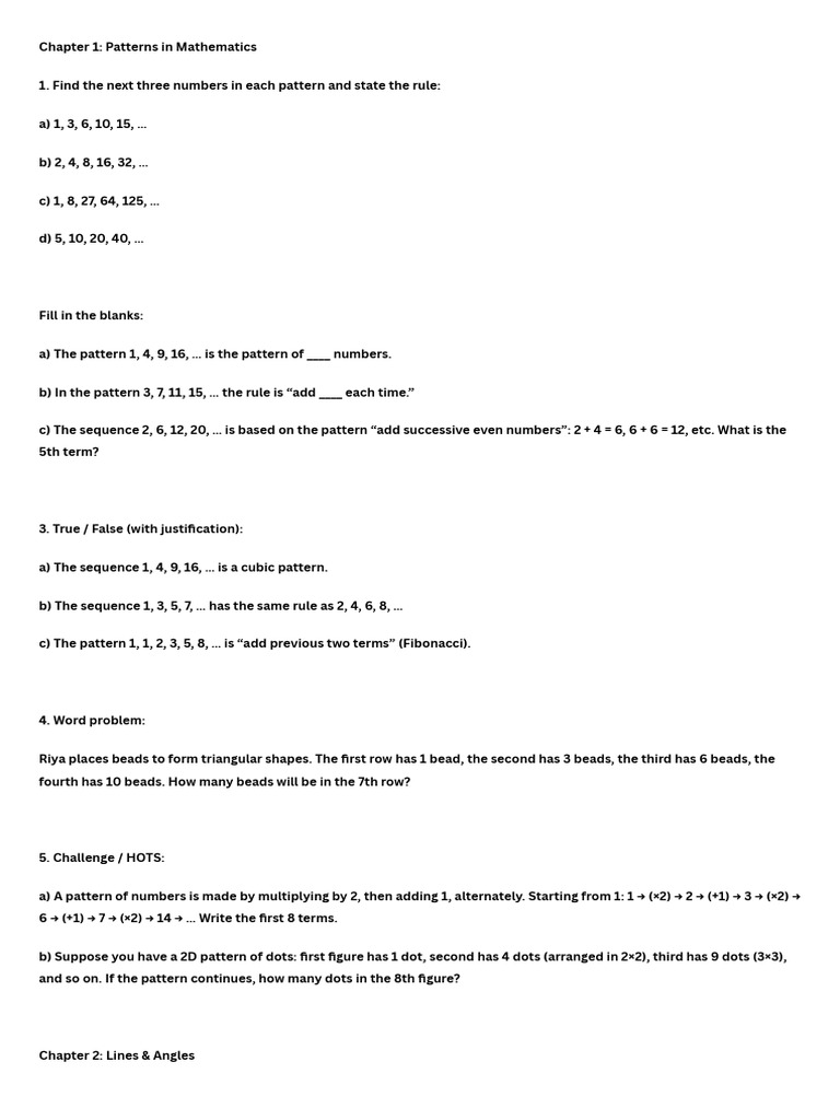 Math Patterns and Concepts Explained | PDF | Prime Number | Angle