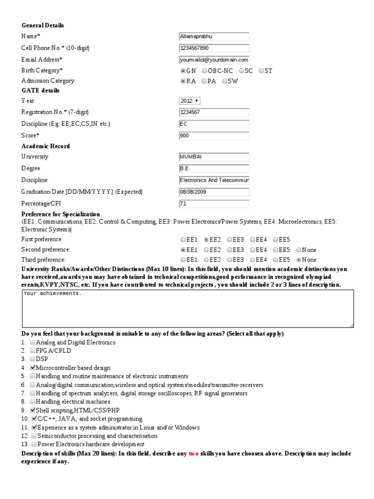 Sample Form | PDF | Teaching Methods & Materials | Technology & Engineering