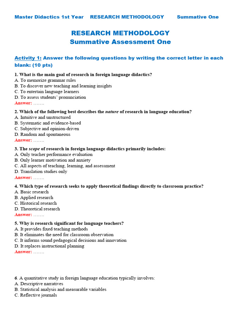 Summative Assessment 1 Research Methodo S1 (2025-2026) | PDF ...