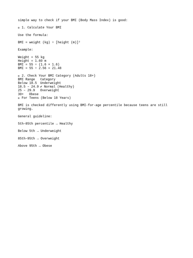 How to Check Your BMI Easily | PDF