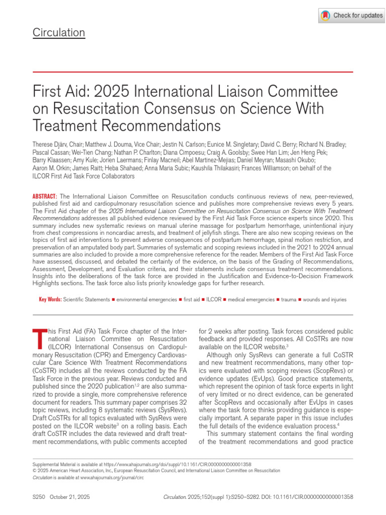 Djärv Et Al 2025 First Aid 2025 International Liaison Committee On ...
