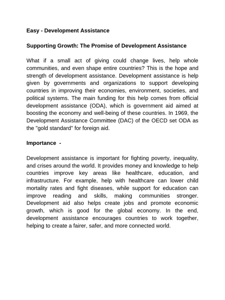 Development Assistance | PDF | Aids | Development Assistance Committee