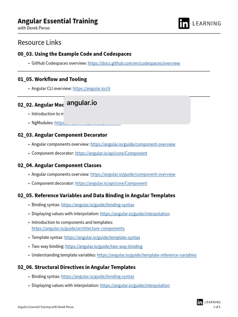 Angular Essential Training - Resource Links | PDF | Computer Science | Systems Architecture
