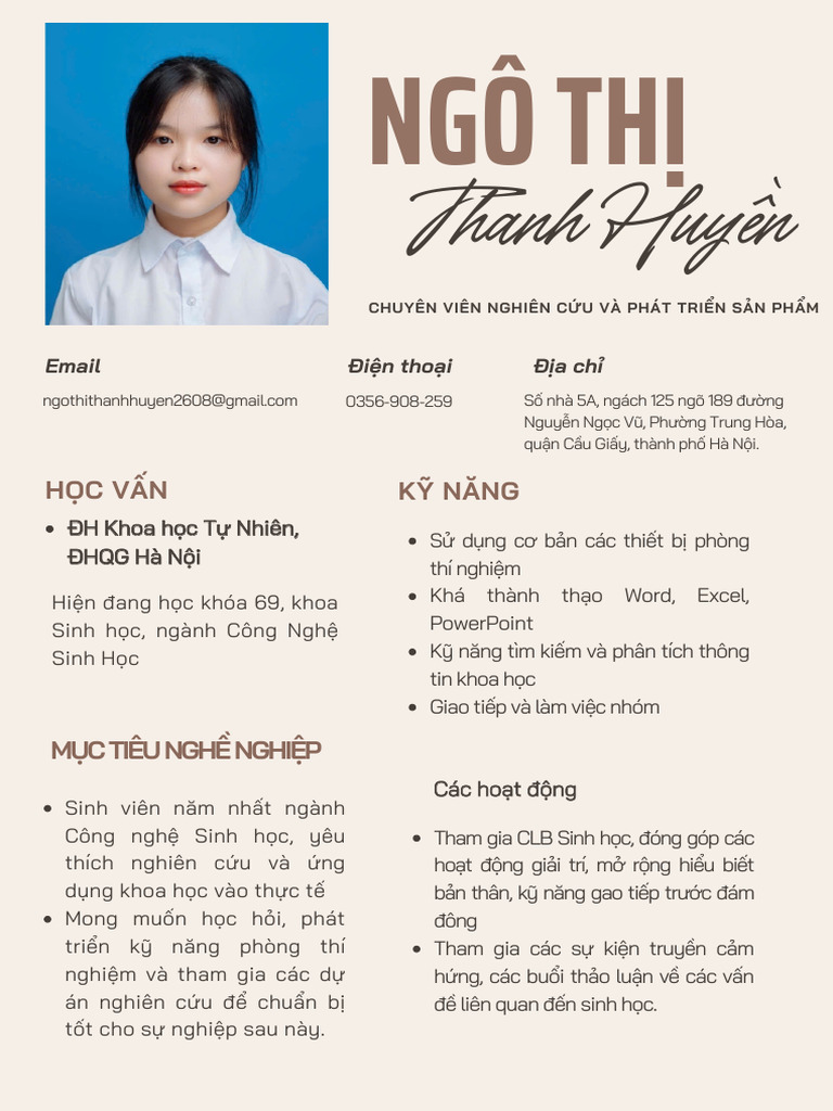 CV Ngô Thị Thanh Huyền | PDF