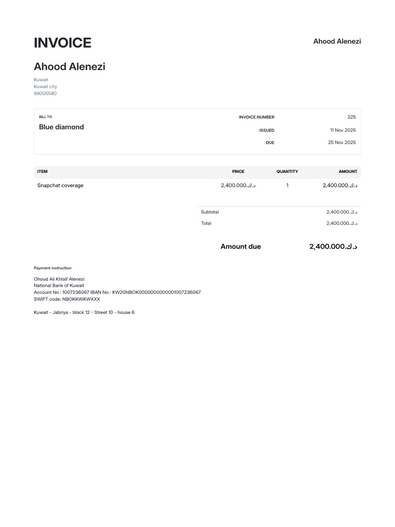 Invoice#225 | PDF