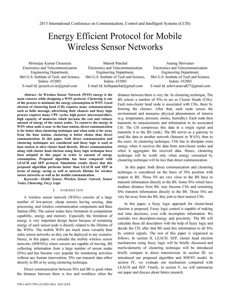 Energy Efficient Protocols for WSNs | PDF | Wireless Sensor Network ...