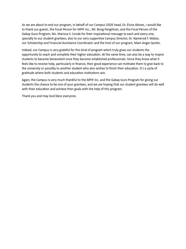 As We Are About To End Our Program | PDF