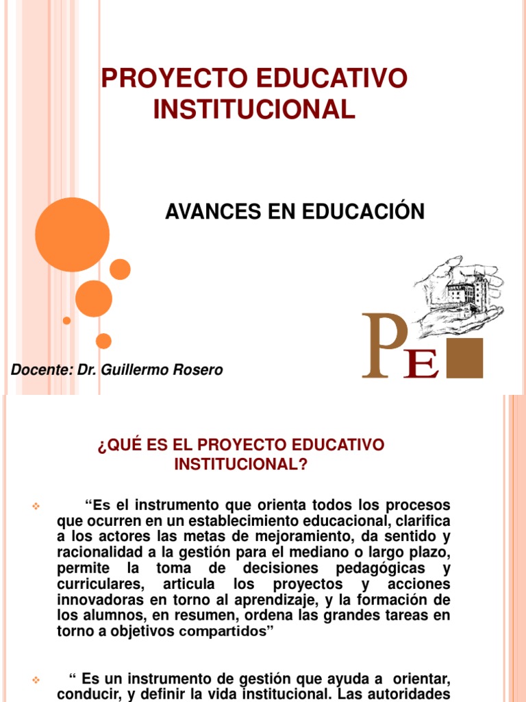 Proyecto Educativo Institucional | PDF